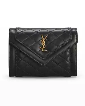 Saint Laurent Gaby Small Ysl Flap Envelope Wallet - 1000 Nero