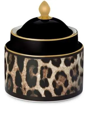 Dolce & Gabbana Leopard-print Porcelain Sugar Bowl - Black