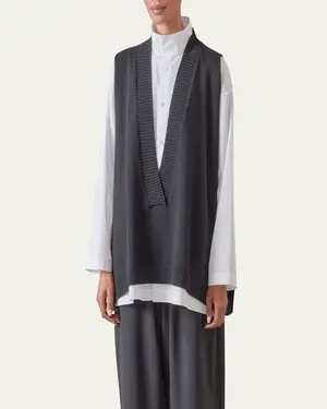 Eskandar Deep V-neck Cashmere Vest