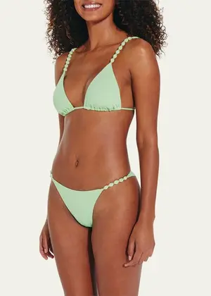 VIX PAULA HERMANNY Beads Parallel Triangle Bikini Top - Lime