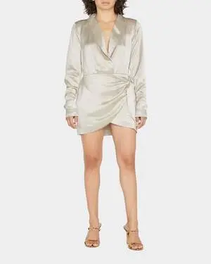 Retrofete Hailey Satin Wrap Mini Dress