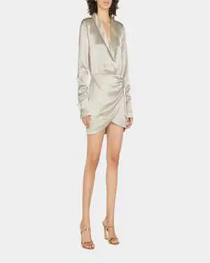 Retrofete Hailey Satin Wrap Mini Dress