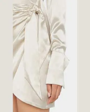 Retrofete Hailey Satin Wrap Mini Dress