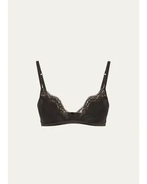 Dolce & Gabbana Satin Lace-trim Soft Triangle Bra - Nero