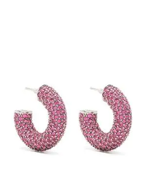 Amina Muaddi Cameron Crystal Hoop Earrings - Silver