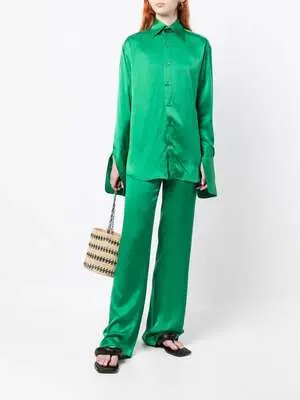 WOERA Straight-leg Silk Trousers
