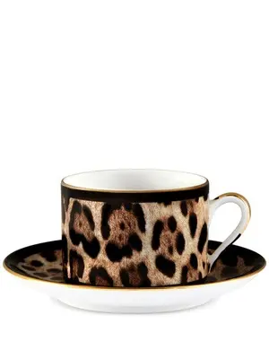 Dolce & Gabbana Leopard-print Porcelain Tea Set - Black