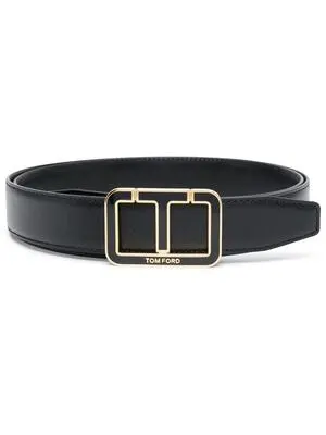 TOM FORD Logo Buckle Leather Belt - Black