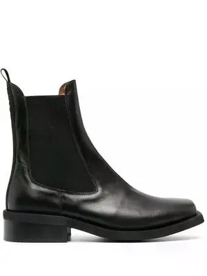 GANNI Leather Chelsea Boots - Black