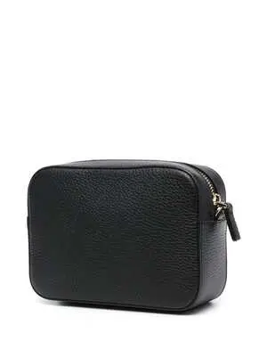 COCCINELLE Tebe Logo-strap Pebbled Shoulder Bag - Black