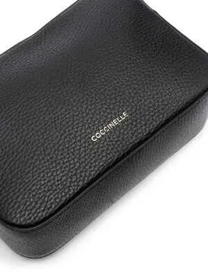 COCCINELLE Tebe Logo-strap Pebbled Shoulder Bag - Black