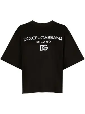 Dolce & Gabbana Flocked-logo Cotton T-shirt - Black