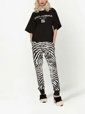 Dolce & Gabbana Flocked-logo Cotton T-shirt - Black