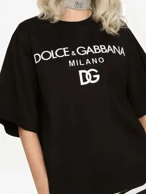 Dolce & Gabbana Flocked-logo Cotton T-shirt - Black