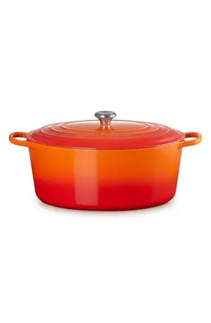 LE CREUSET Signature 15 1/2-quart Oval Enamel Cast Iron French/dutch Oven - Flame