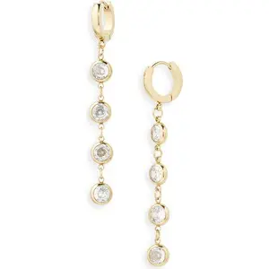 PETIT MOMENTS Linear Drop Huggie Hoop Earrings - Gold