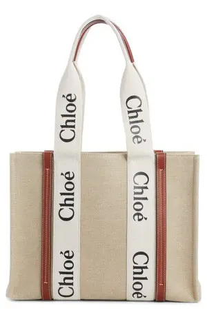 Chloé Chloé Medium Woody Linen Tote One-color