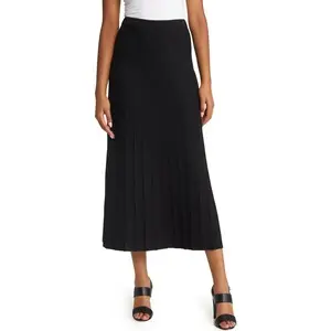 Ming Wang Pleated Pull-on Skirt
