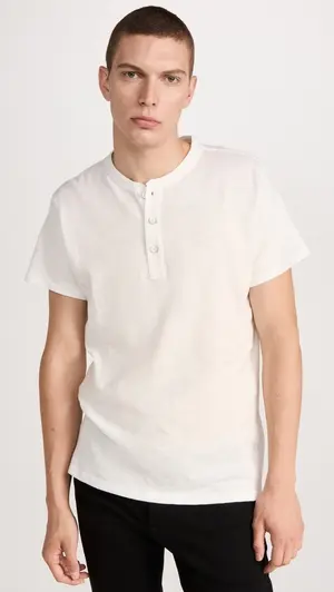 Rag & Bone Classic Short Sleeve Henley - White