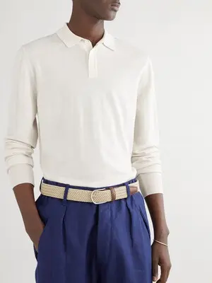 Anderson's Leather-trimmed Woven Elastic Belt