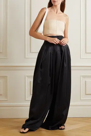 THE ROW Hilde Cropped Cotton-poplin Bustier Top