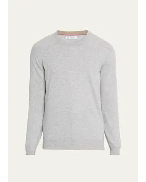 Brunello Cucinelli Cashmere Crewneck Sweater Light Grey