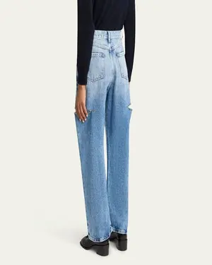 MAISON MARGIELA Slash-sides Wide-leg Pants - Denim