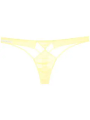 FLEUR DU MAL Sheer-panel Low-rise Thong - Yellow