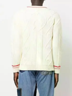 MARINE SERRE Cable-knit Wool Jumper - Neutrals