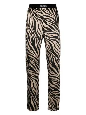 TOM FORD Zebra-print Silk Pyjama Bottoms - Black