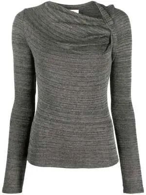 MARANT ETOILE Ruched-neck Knitted Top
