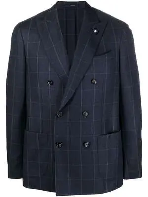 LARDINI Double-breasted Checked Blazer