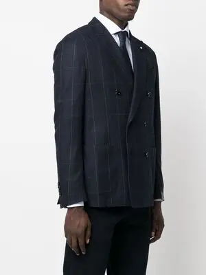 LARDINI Double-breasted Checked Blazer