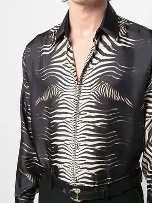 Roberto Cavalli Zebra-print Silk Shirt
