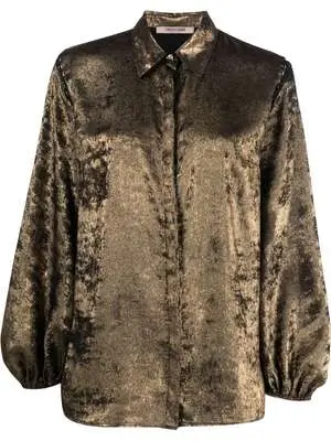 Roberto Cavalli Metallic-effect Balloon Sleeve Shirt