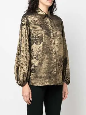 Roberto Cavalli Metallic-effect Balloon Sleeve Shirt