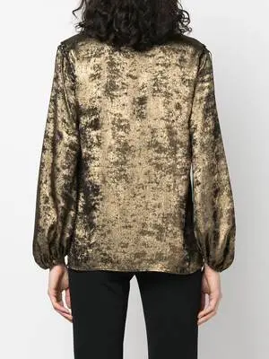 Roberto Cavalli Metallic-effect Balloon Sleeve Shirt