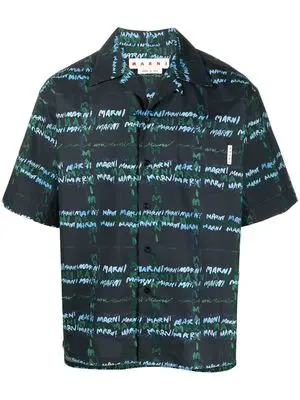 Marni All-over Logo-print Shirt - Blue