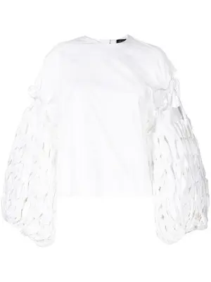 A.W.A.K.E. Mode Woven Puff-sleeve Blouse