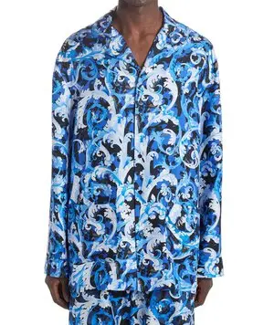 Versace Baroccoflage Silk Twill Pajama Shirt