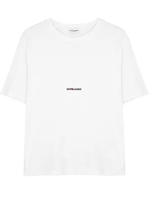 Saint Laurent White Logo Cotton T-shirt