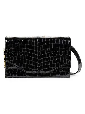 GANNI Croc-effect Patent-leather Shoulder Bag
