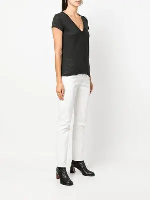 IRO PARIS V-neck Linen T-shirt - Black
