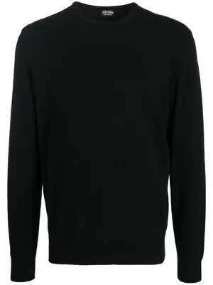 Zegna Crew Neck Cashmere Sweater - Black