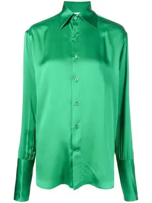 WOERA Long-sleeve Silk Shirt