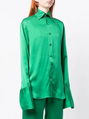 WOERA Long-sleeve Silk Shirt