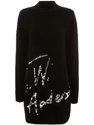 JW Anderson Sequins-logo Knitted Minidress