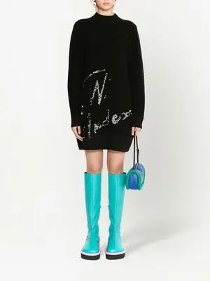JW Anderson Sequins-logo Knitted Minidress