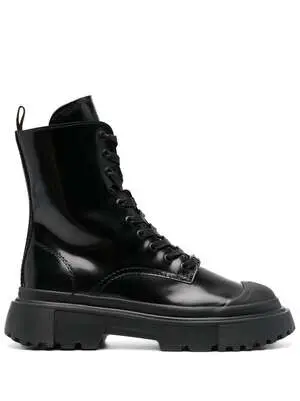 Hogan Lace-up Combat Boots - Black