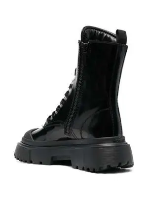 Hogan Lace-up Combat Boots - Black